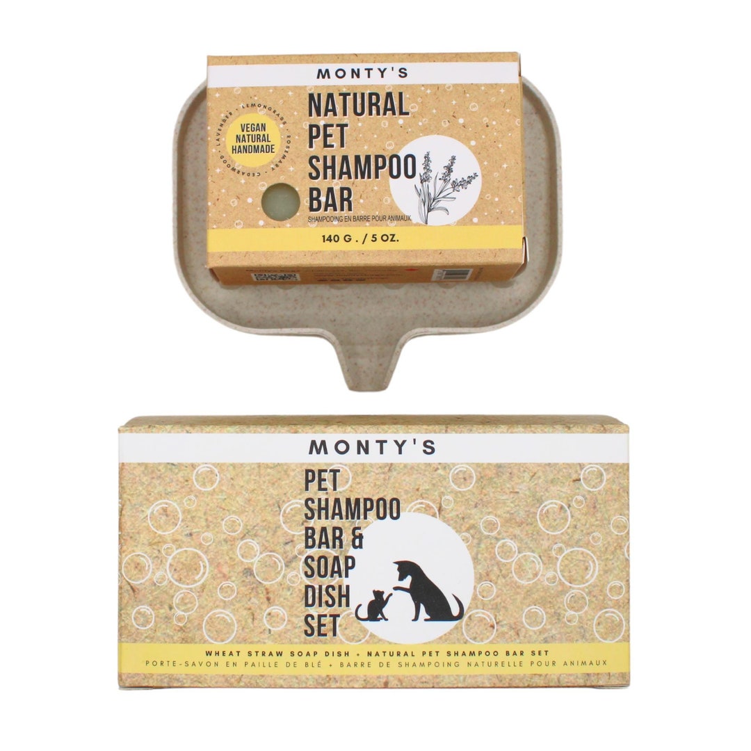 Monty's All Natural Pet Shampoo Bar and Wheat Straw Soap Dish Sets ...