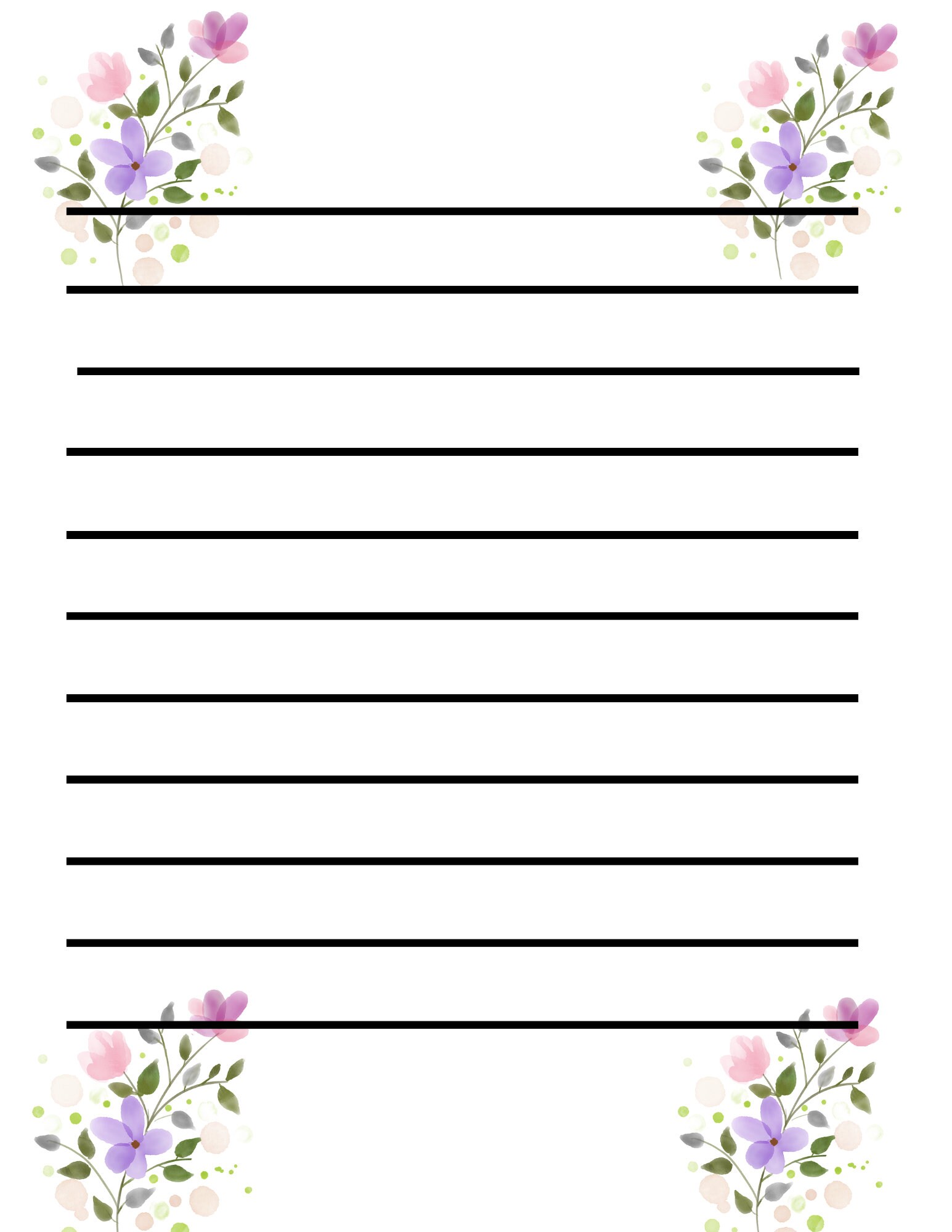 Printable Flower Stationery, DIGITAL DOWNLOAD, Printable Writing Paper ...