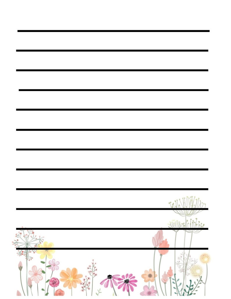 Printable Flower Stationery, DIGITAL DOWNLOAD, Printable Writing Paper ...