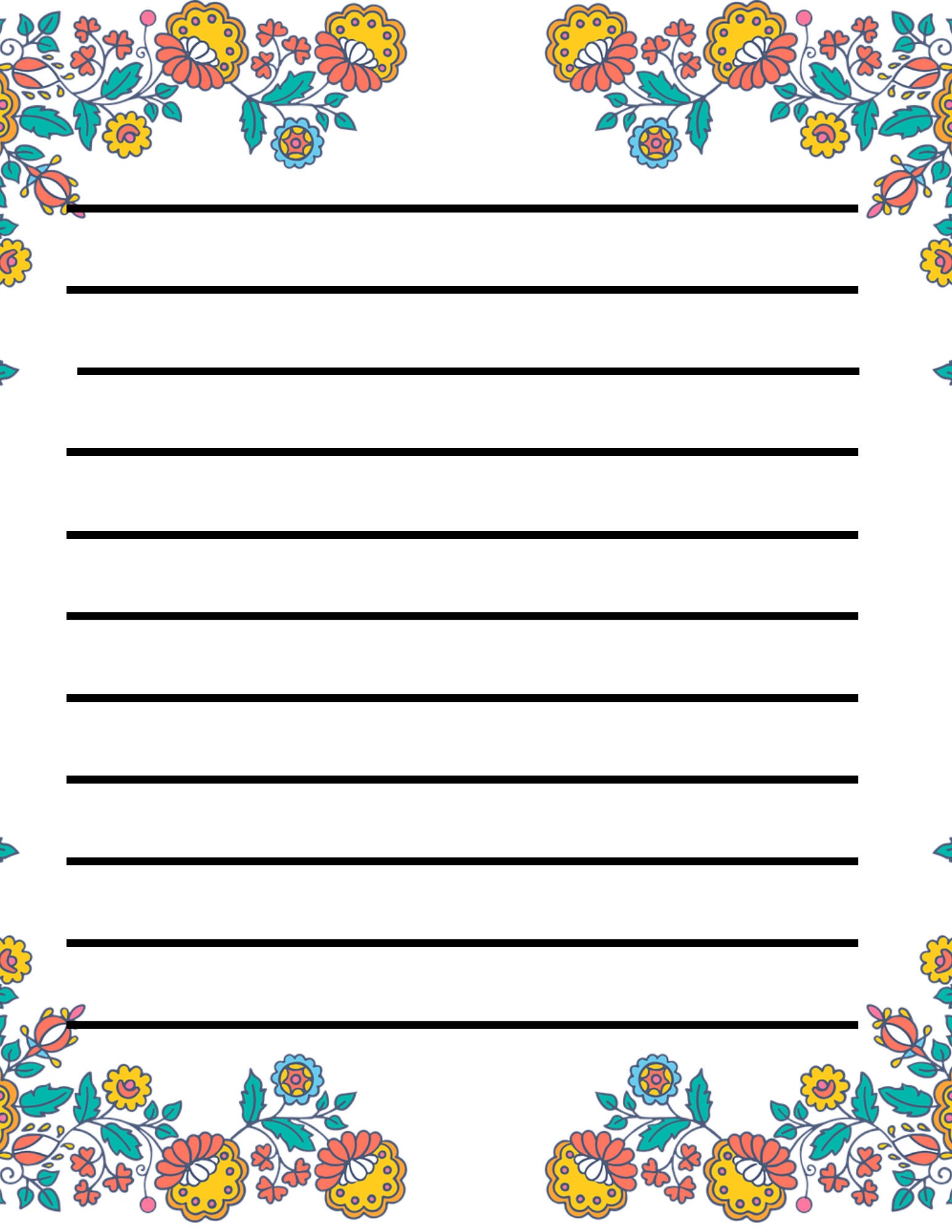 Printable Flower Stationery, DIGITAL DOWNLOAD, Printable Writing Paper ...