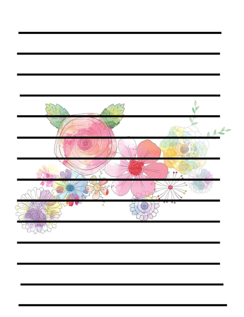 Printable Flower Stationery, DIGITAL DOWNLOAD, Printable Writing Paper ...