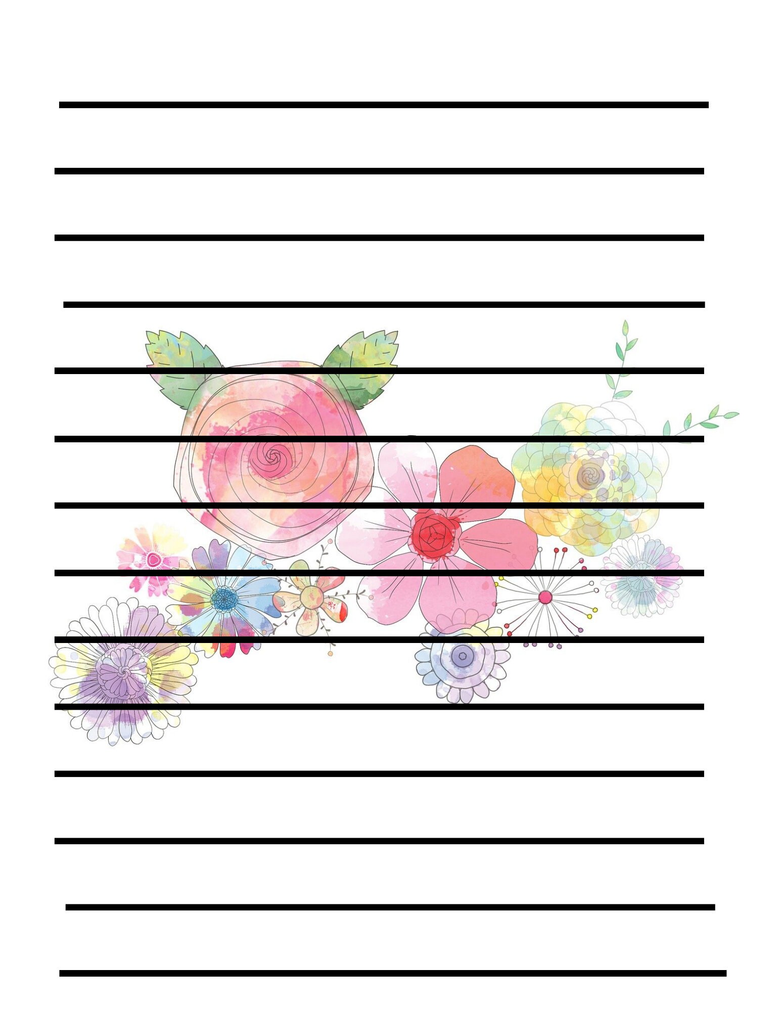 Printable Flower Stationery, DIGITAL DOWNLOAD, Printable Writing Paper ...