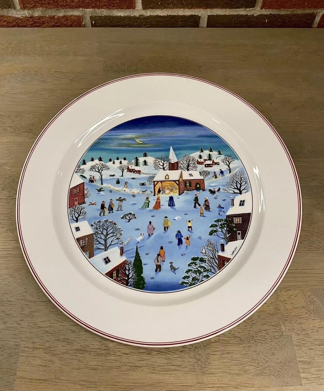 Villeroy & Boch Naif Christmas Snow Scene Charger Plate Signed Laplau ...