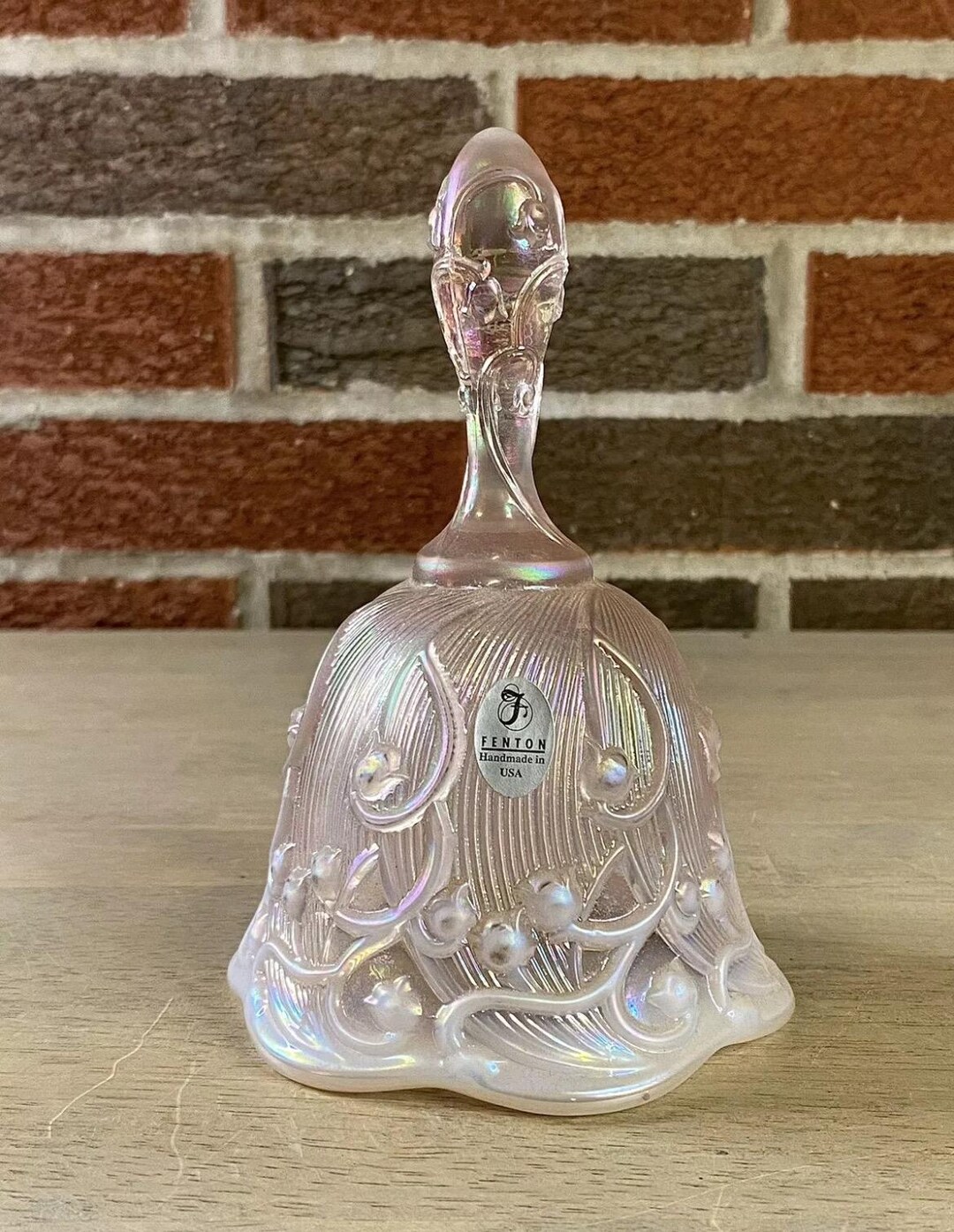 Fenton Iridescent Pink Opalescent Art Glass Bell, 6 in Lilly of the ...