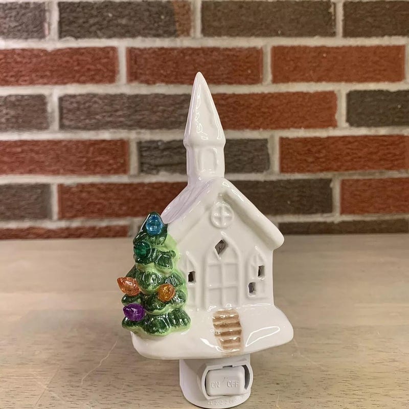 Lighted Ceramic Church - Etsy