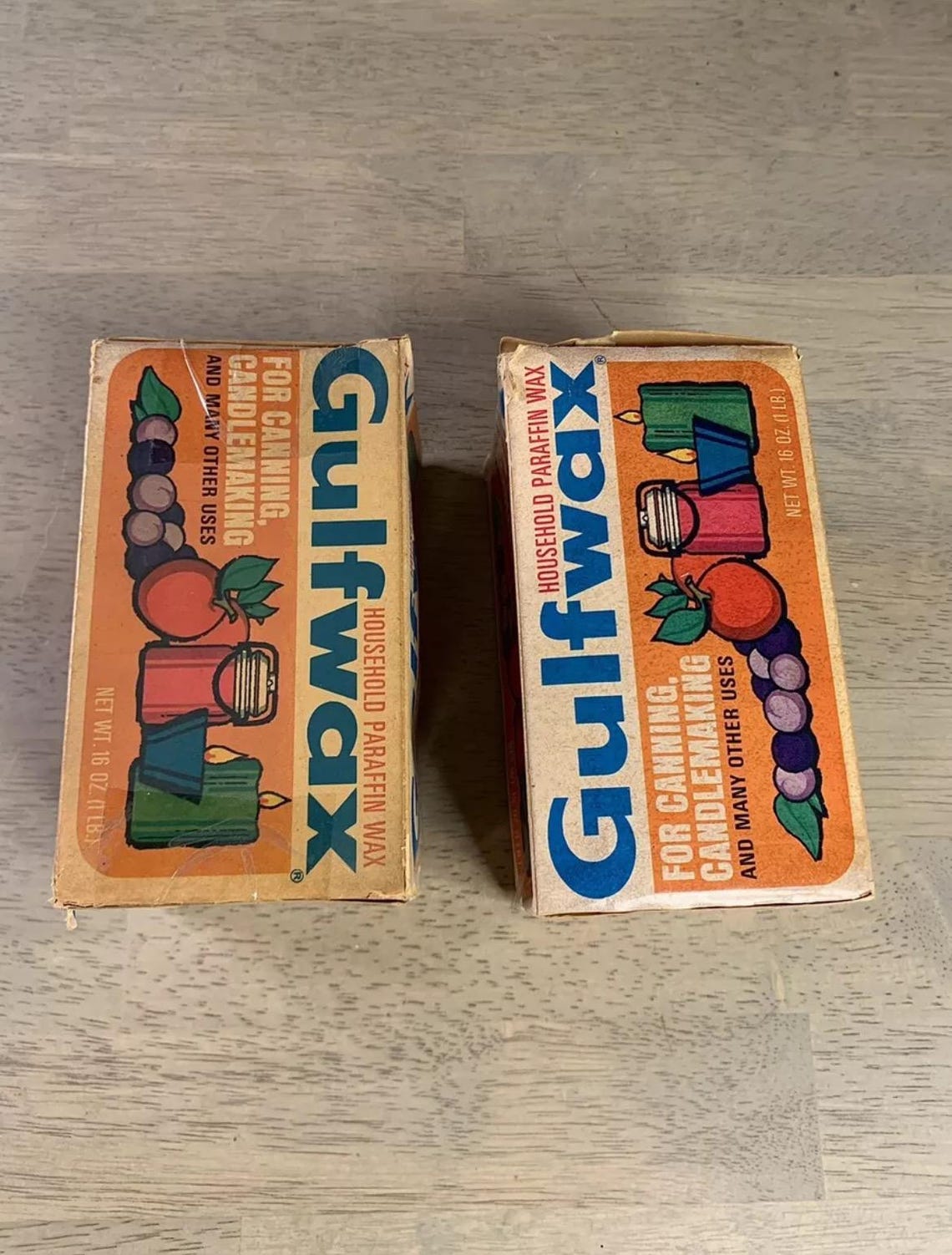 Lot of 2 Gulf Wax Parafin Wax for Canning Candle Making & More VTG 2 ...