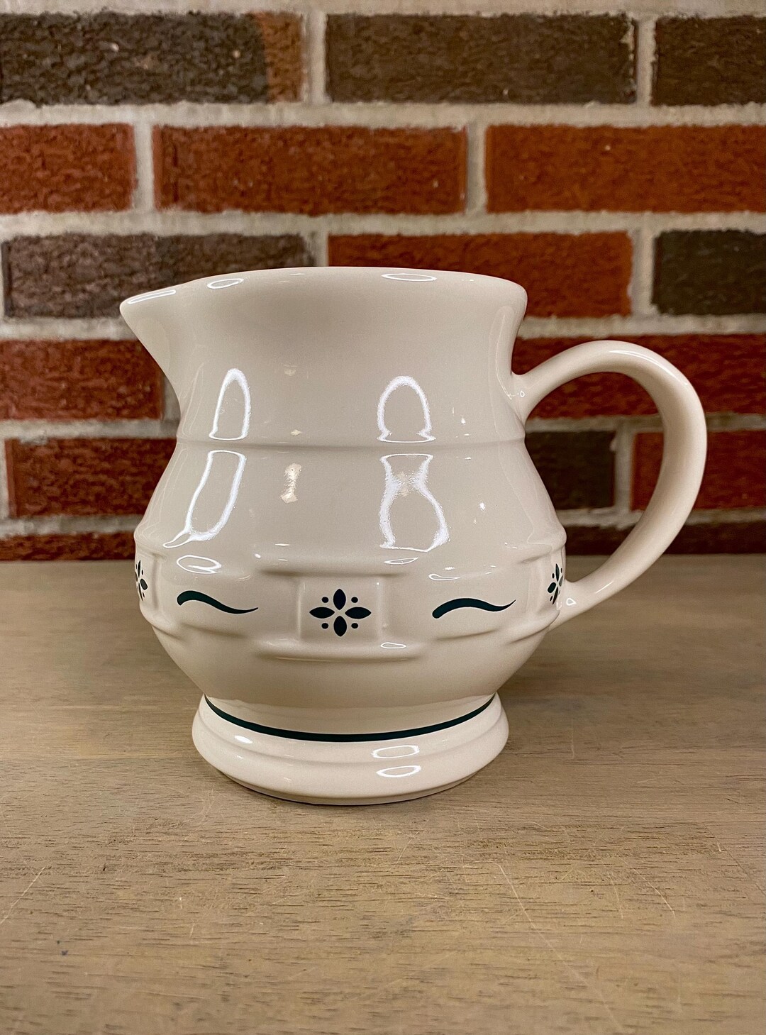 Longaberger Pottery Woven Traditions Green Pitcher 32 Oz Made in USA - Etsy