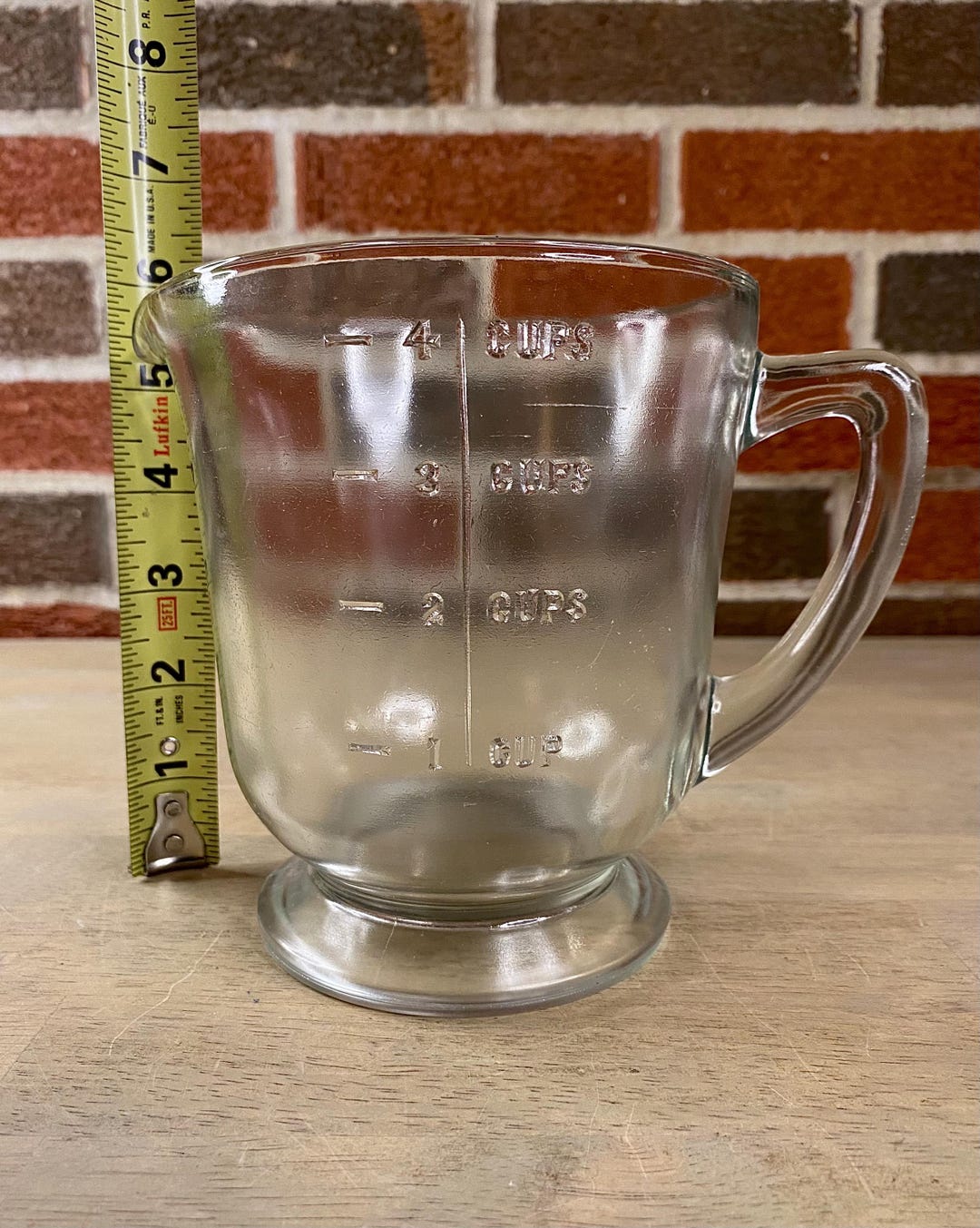 VTG 1950s Possibly Spry Glass Pedestal Measuring 4 Cup W/ Handle & Pour ...