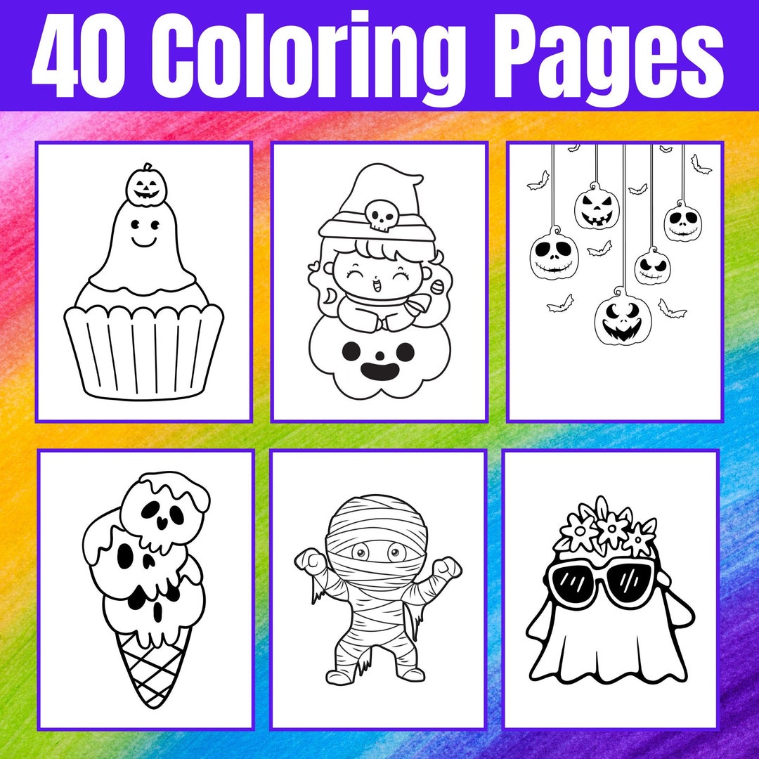 40 Printable Halloween Coloring Sheets Halloween Party Activity Fun ...