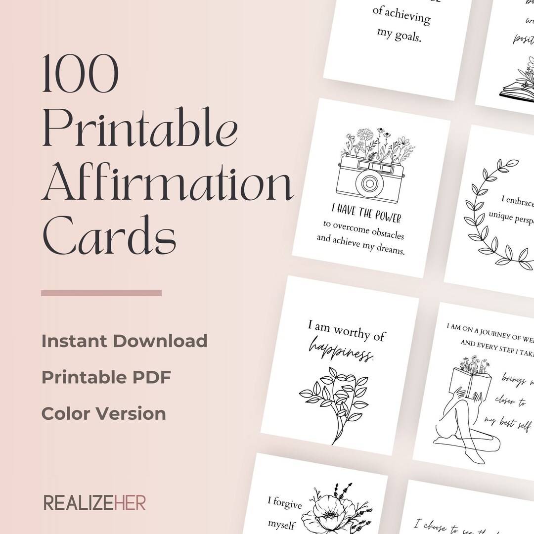 Affirmation Cards Printables Self Care Daily Positive Affirmations Card ...