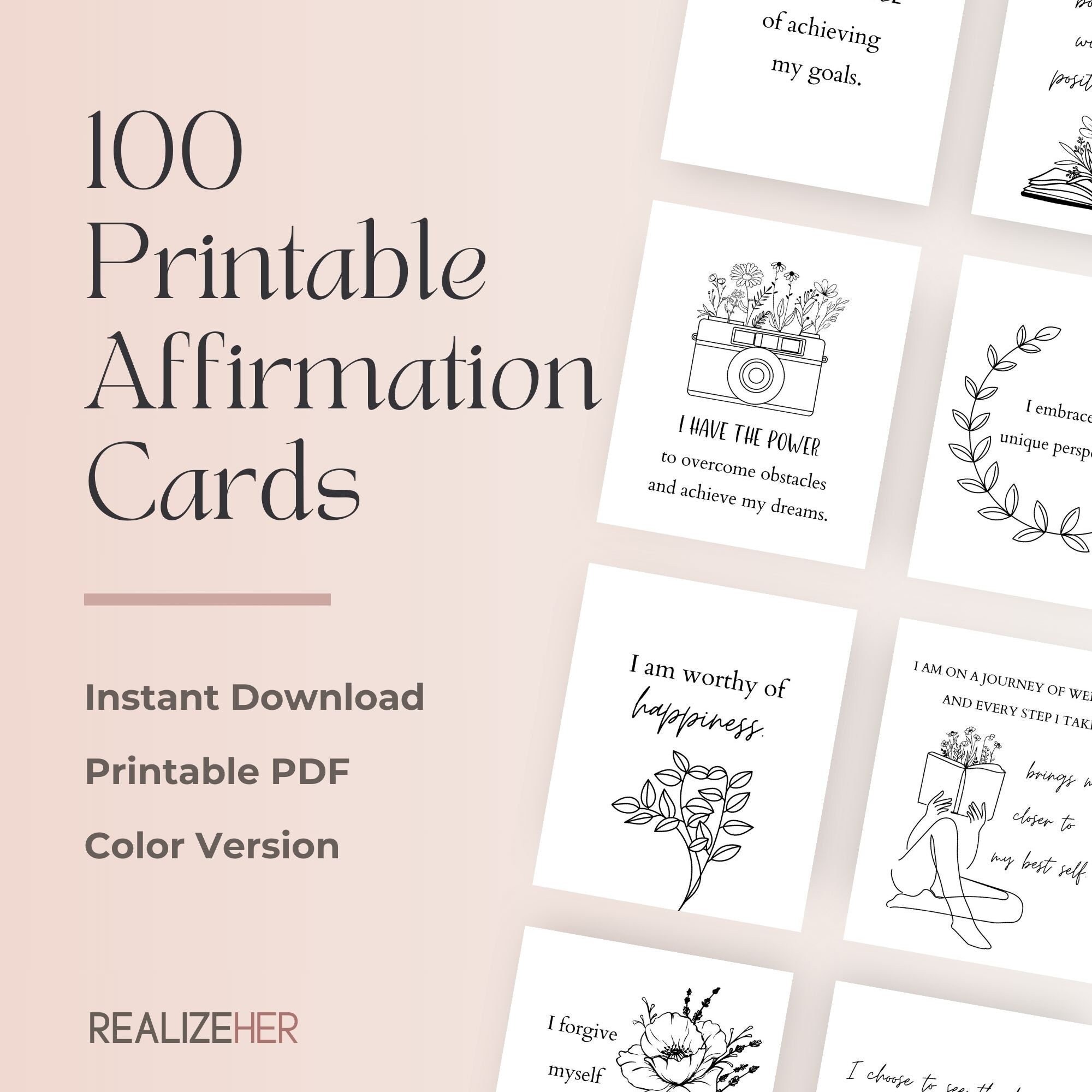 Affirmation Cards Printables Self Care Daily Positive Affirmations Card ...