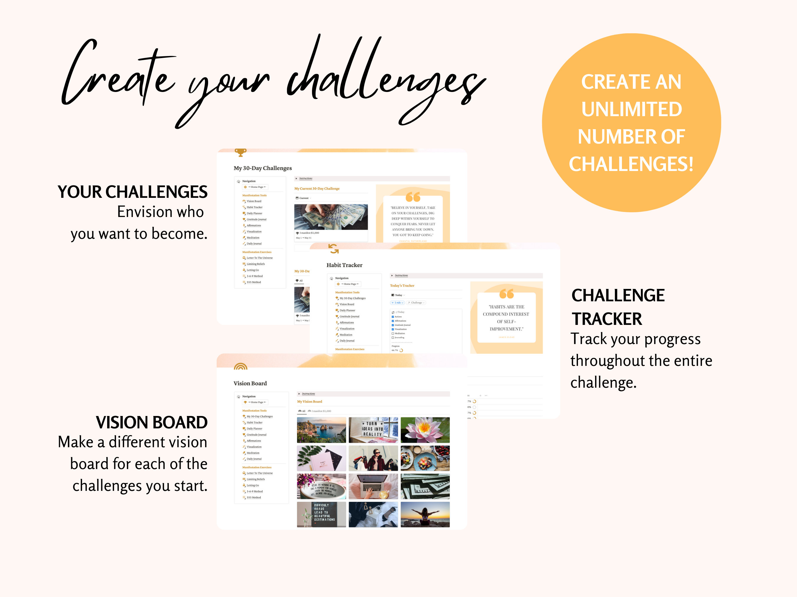 30 Day Challenge Manifestation Notion Template Manifestation Digital ...