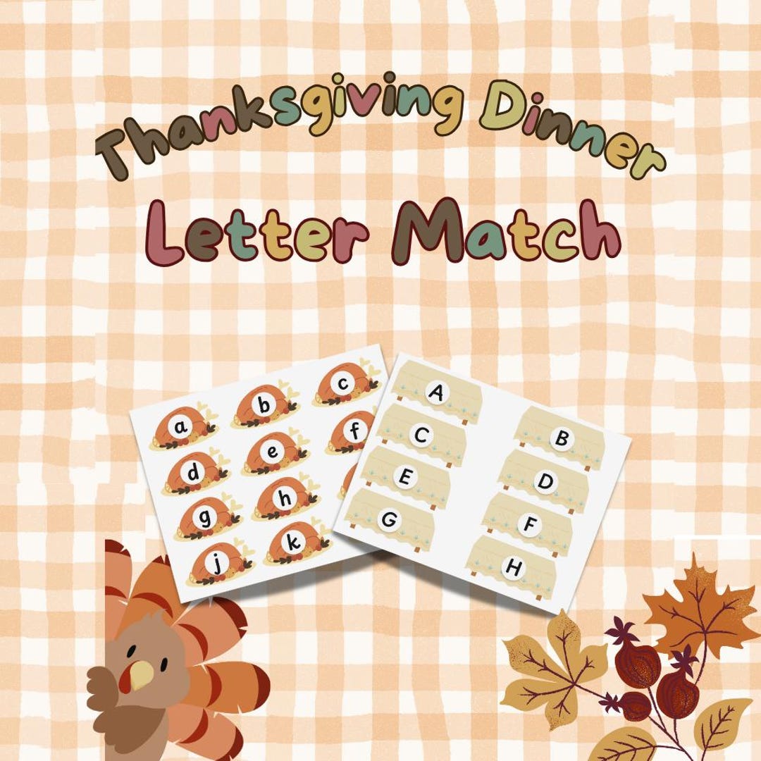Turkey Dinner Uppercase and Lowercase Letter Match Activity | Pre-k ...