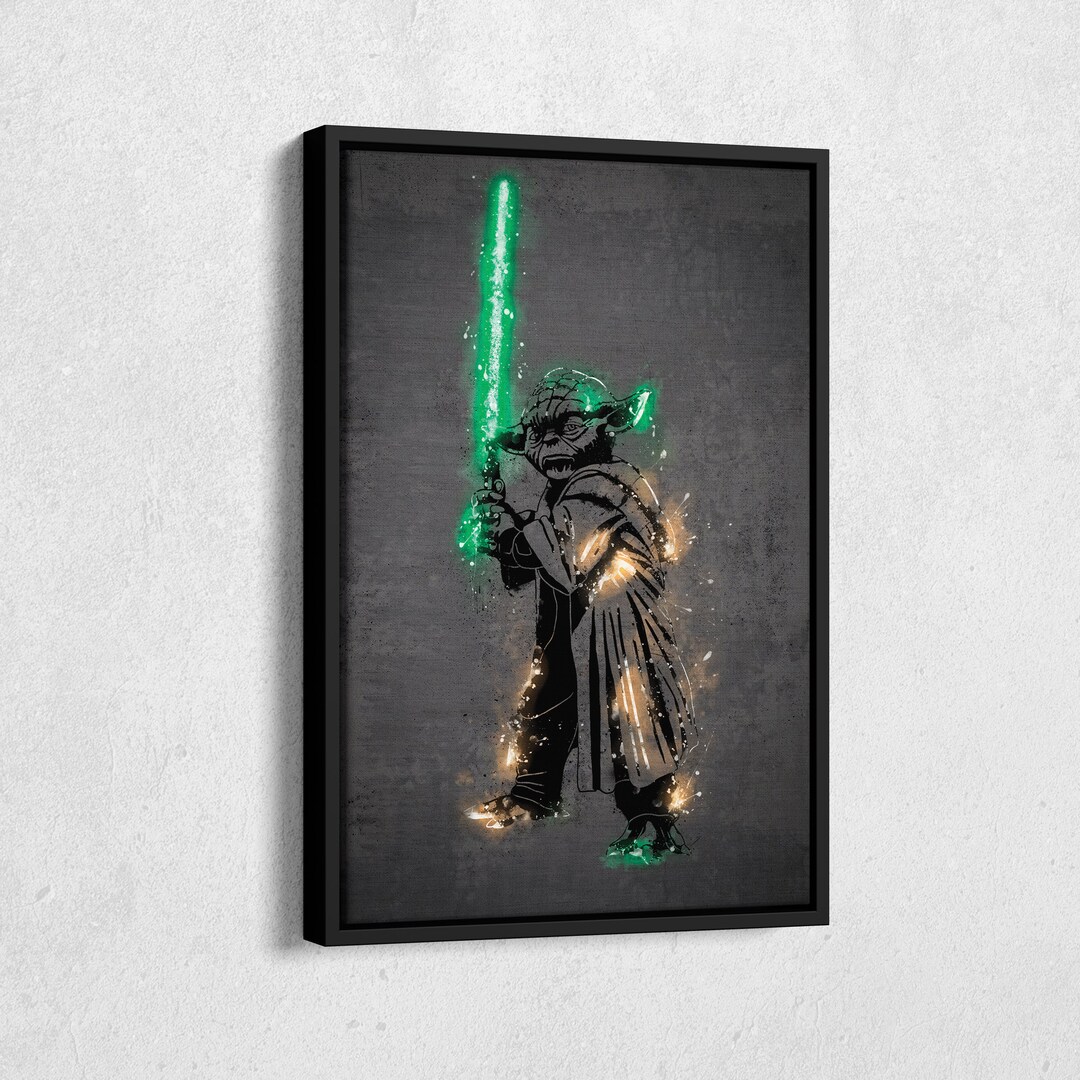 Yoda Poster Neon Splash Star Wars Framed Canvas Wall Art Print Home ...