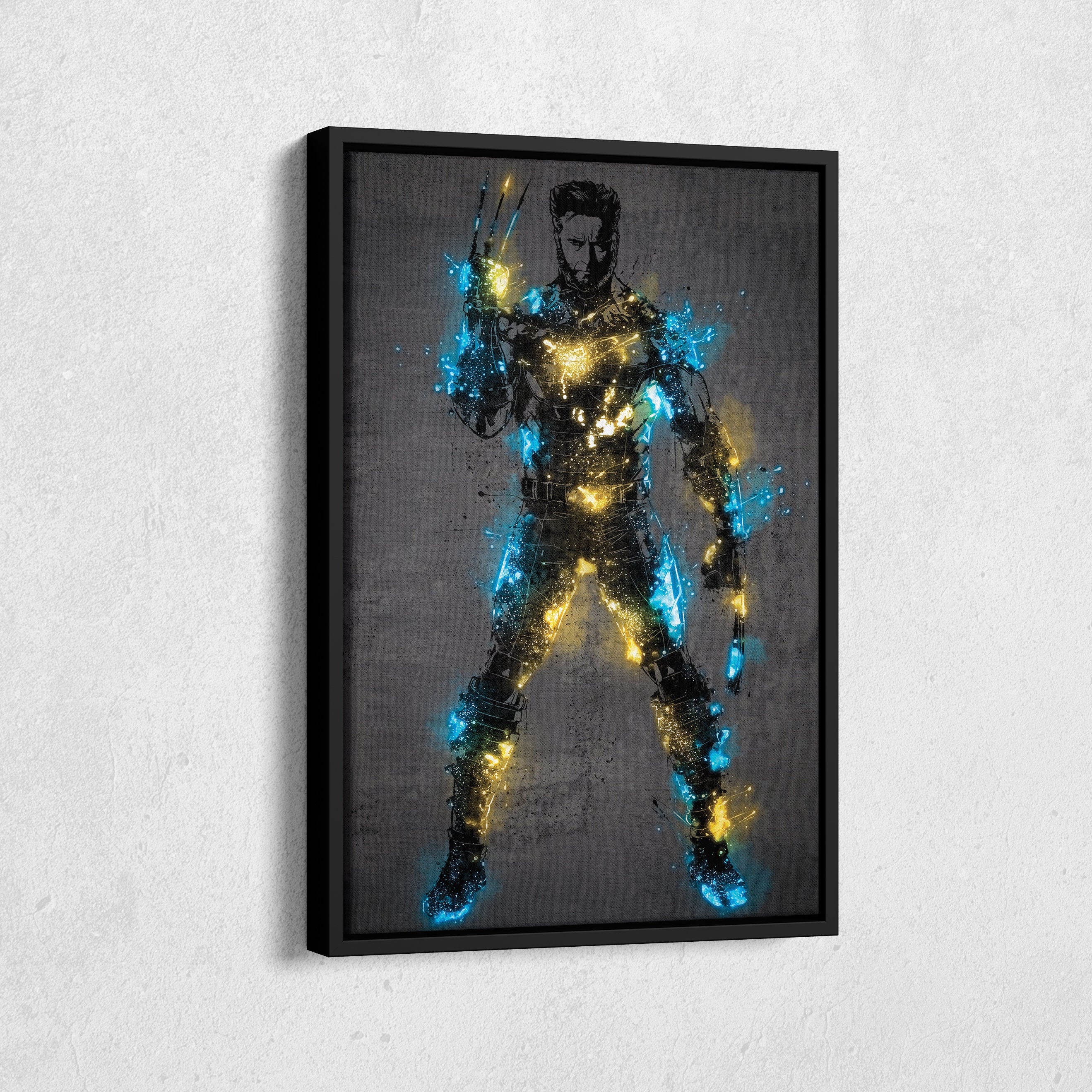 Wolverine Poster Neon Splash Marvel Comics Framed Canvas Wall Art Print ...