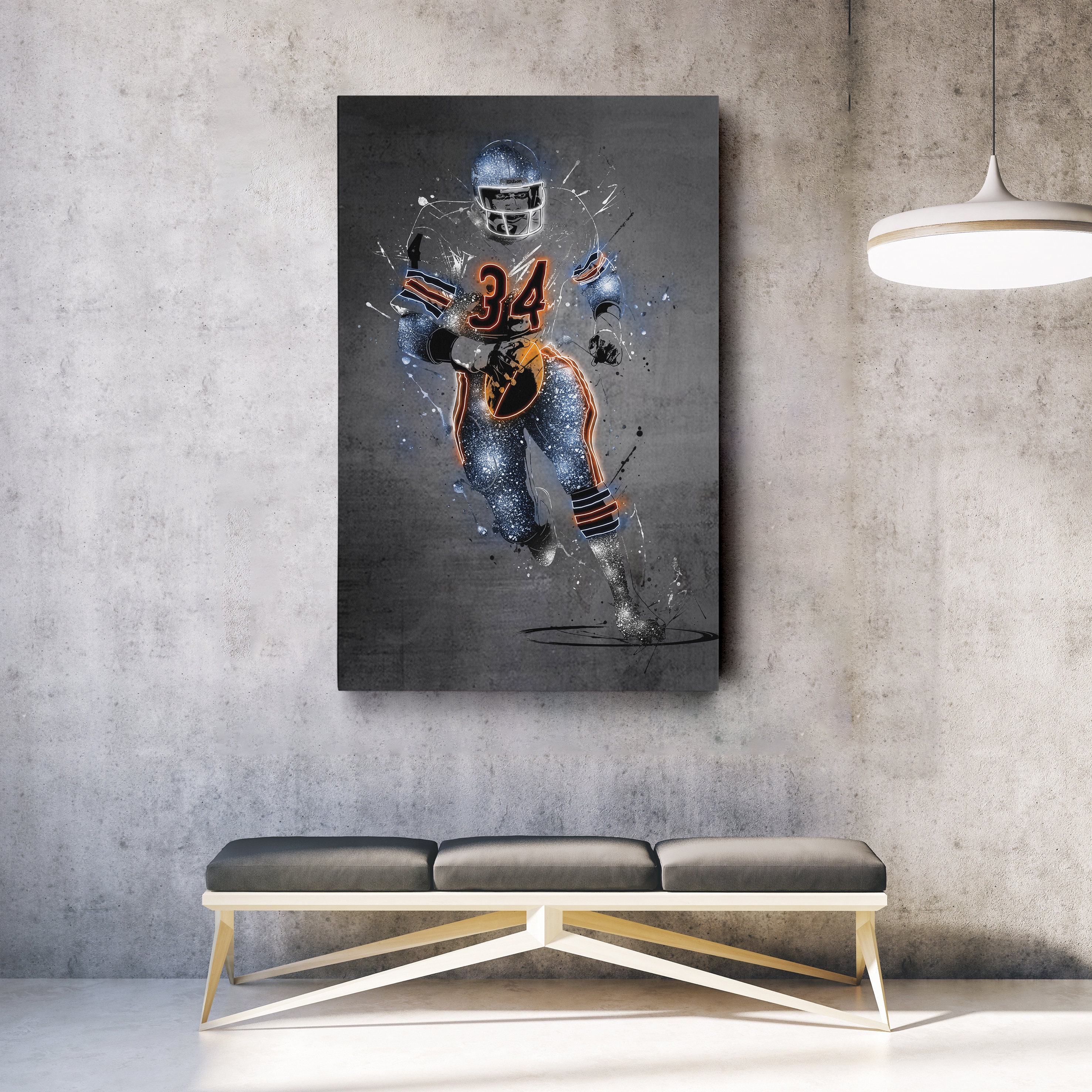 Walter Payton Poster Neon Splash Chicago Bears NFL Framed Poster Canvas ...