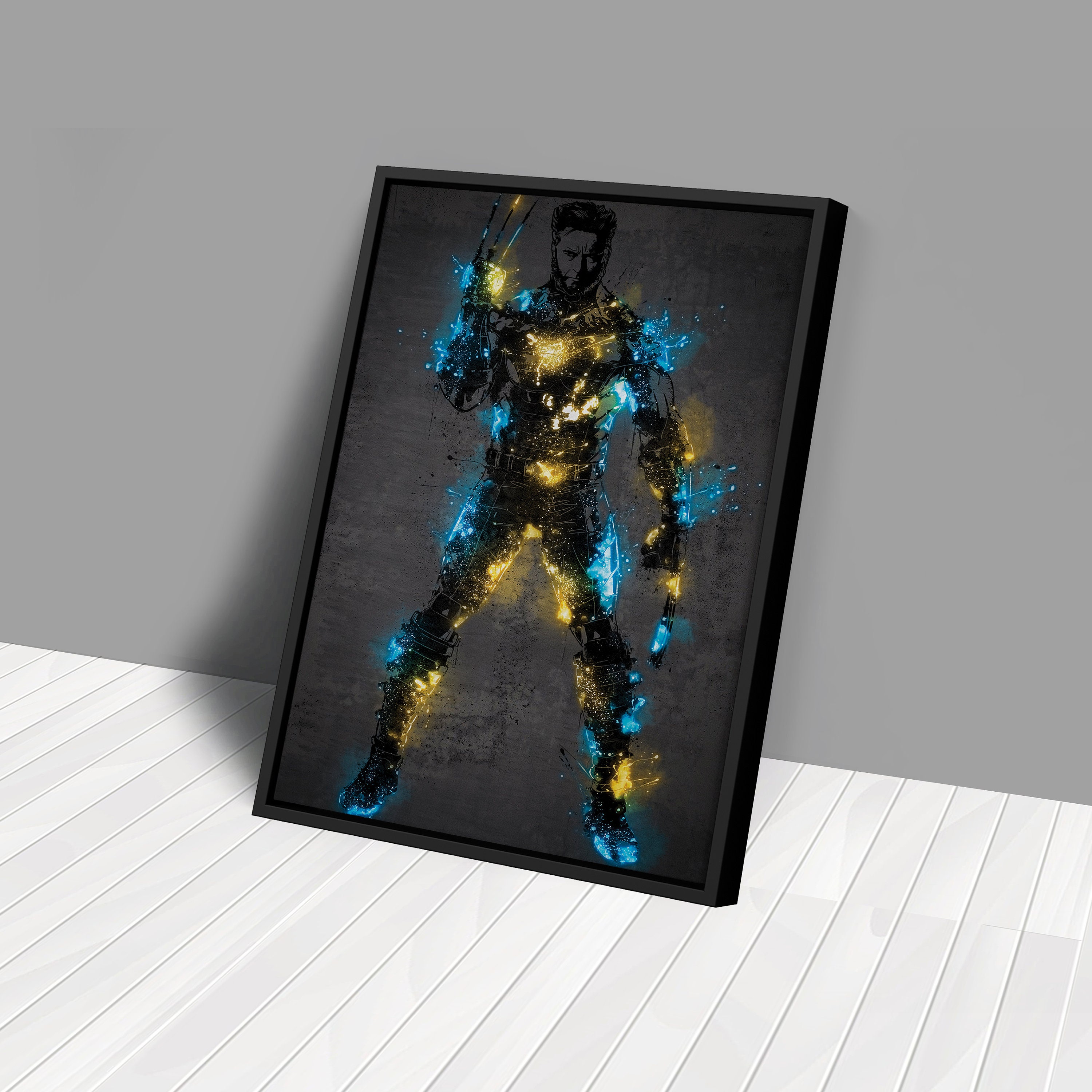 Wolverine Poster Neon Splash Marvel Comics Framed Canvas Wall Art Print ...