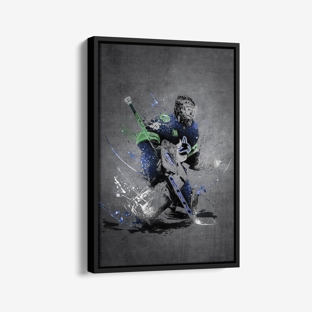 Thatcher Demko Poster Neon Splash Vancouver Canucks NHL Framed Canvas ...