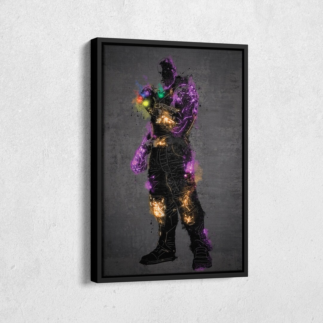 Thanos Poster Neon Splash Marvel Comics Framed Canvas Wall Art - Etsy ...