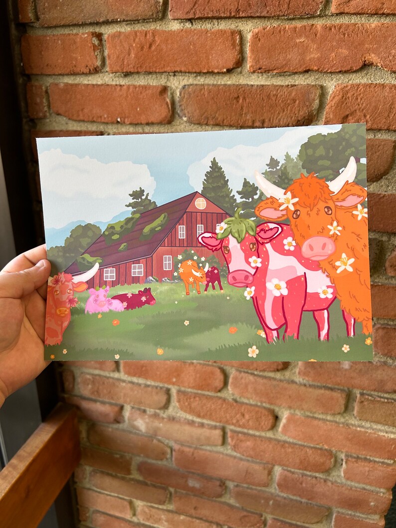 Cottagecore Fruit Cow Print: Blossom Cows Art - Etsy
