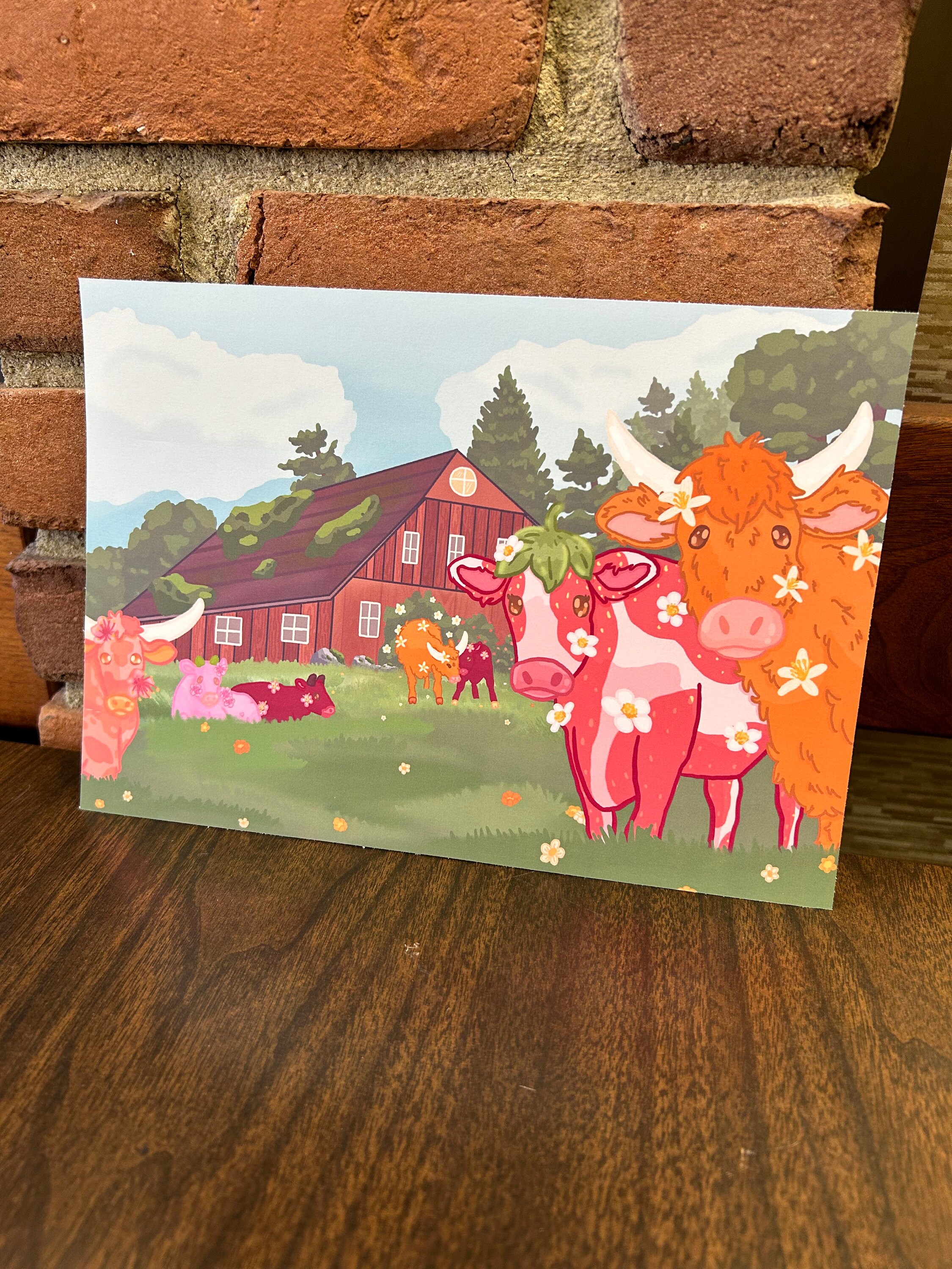 Cottagecore Fruit Cow Print: Blossom Cows Art - Etsy
