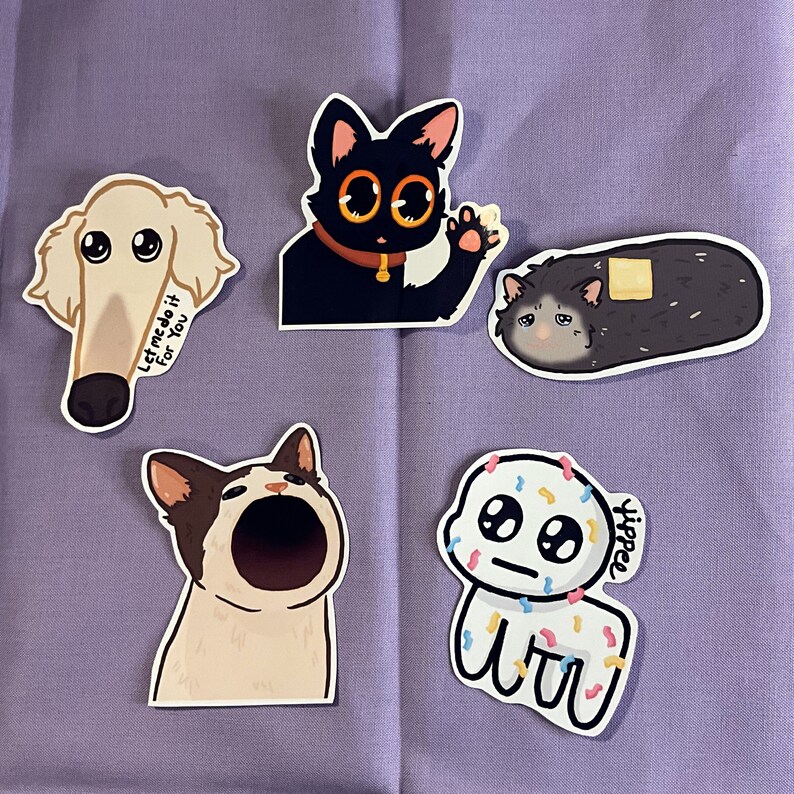 Meme Stickers Pop Cat Autism Creature Dabloon Cat Sad Potato Cat Borzoi ...