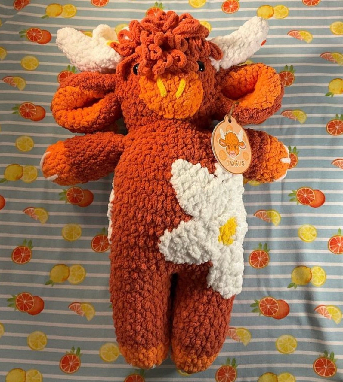 Crochet Cow Plushies Fruit Blossom Cows Apple Strawberry Orange Cherry ...