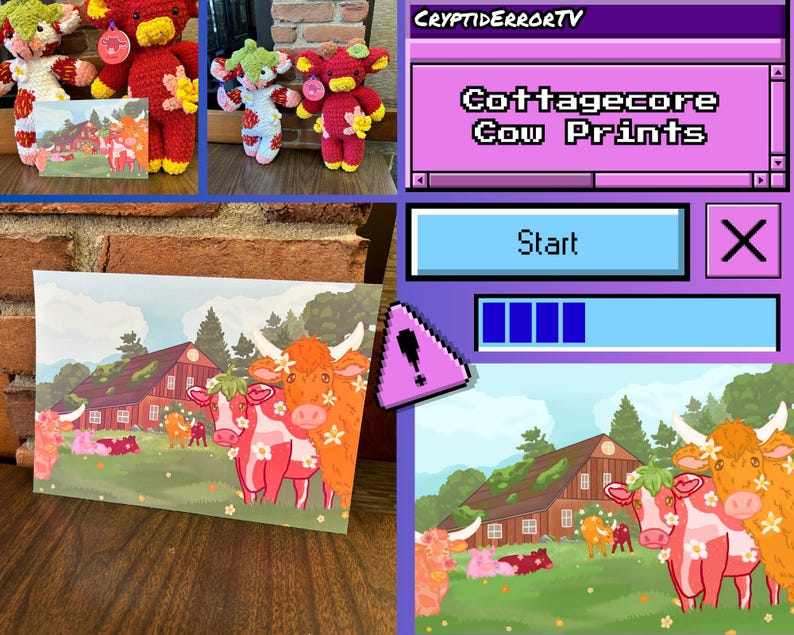 Cottagecore Fruit Cow Print: Blossom Cows Art - Etsy