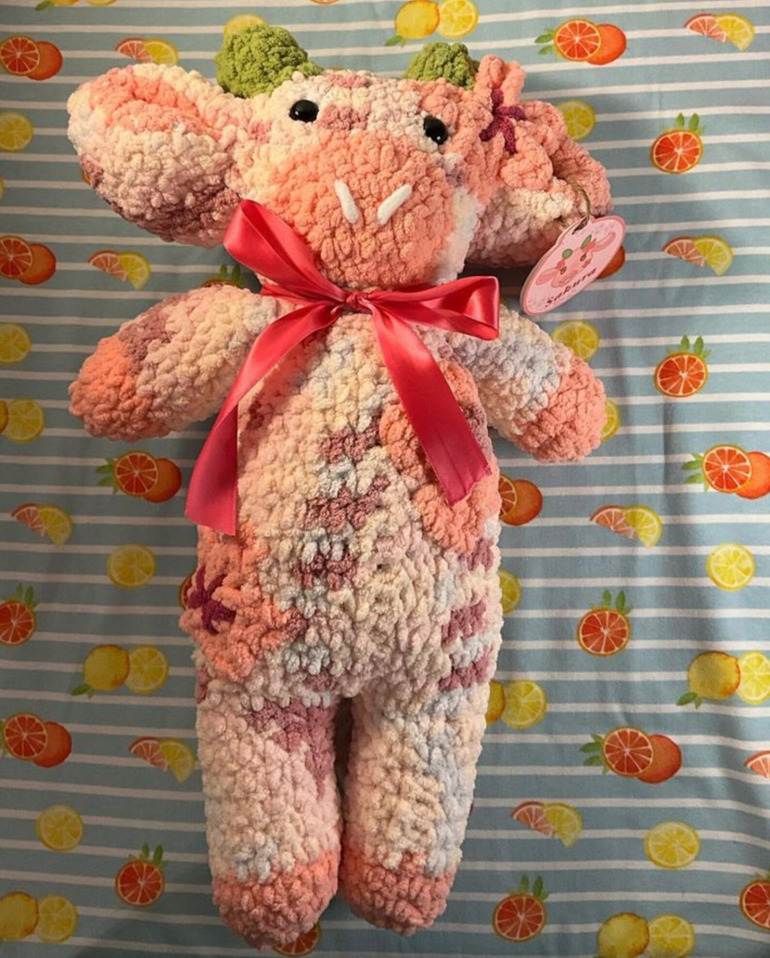 Crochet Cow Plushies - Fruit Blossom Cows - Apple - Strawberry - Orange ...