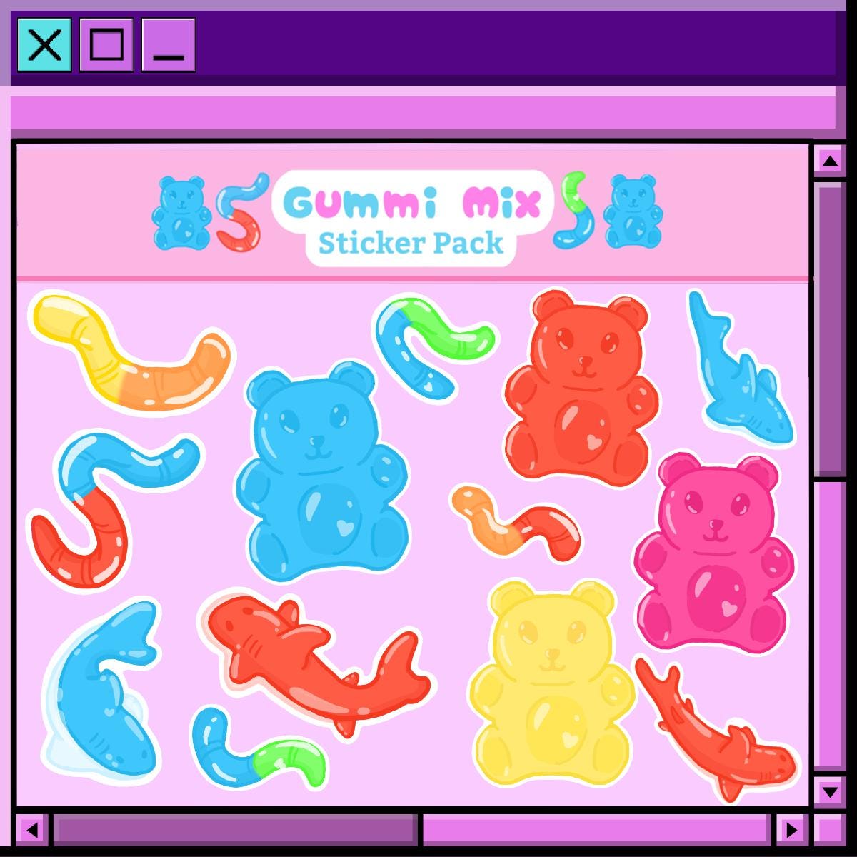 Gummi Worm - Gummi Bear Sticker Pack - Etsy