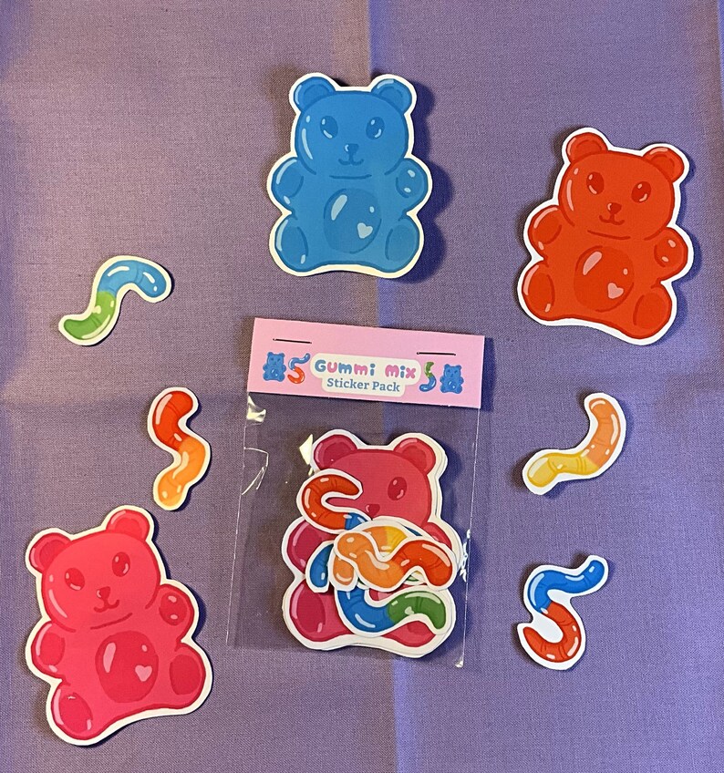 Gummi Worm - Gummi Bear Sticker Pack - Etsy