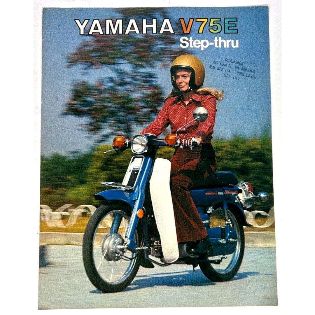 Vintage Yamaha V75E Step-thru Motorcycle Dealer Brochure 4 Page Folder ...