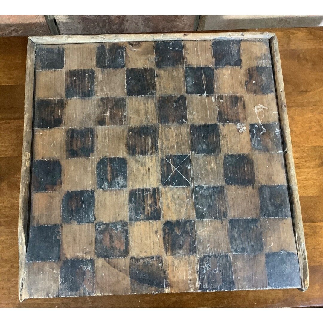 Antique Hand Made Wood Painted Primitive Checker Game Board - Etsy