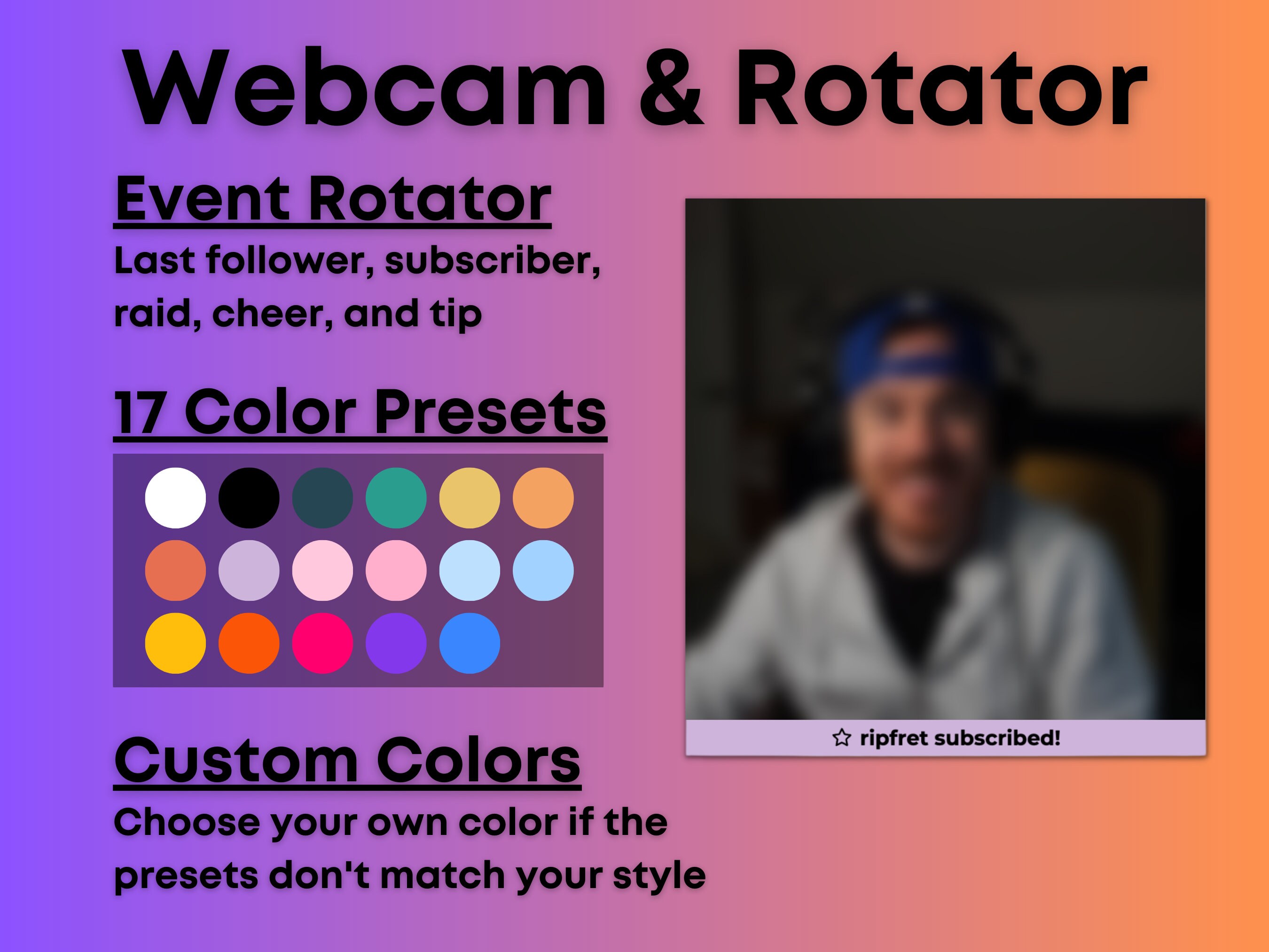 Minimal Webcam Overlay With Event Rotator for Twitch Streamers ...