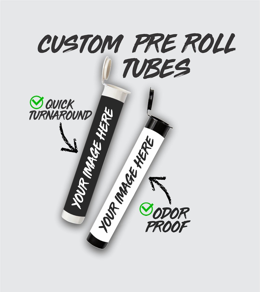 Custom Pre-roll Tubes Design Your Own Custom Tubes 98mm White/black Pre ...
