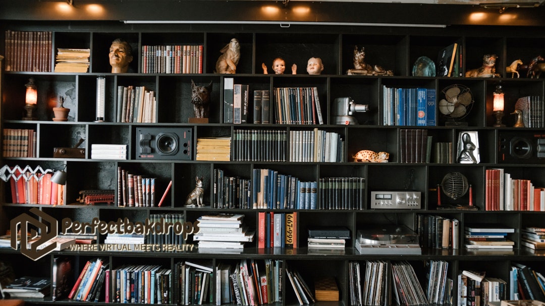 Virtual Bookshelf Escape and Book Case Backdrops for Zoom ,webex,skype ...