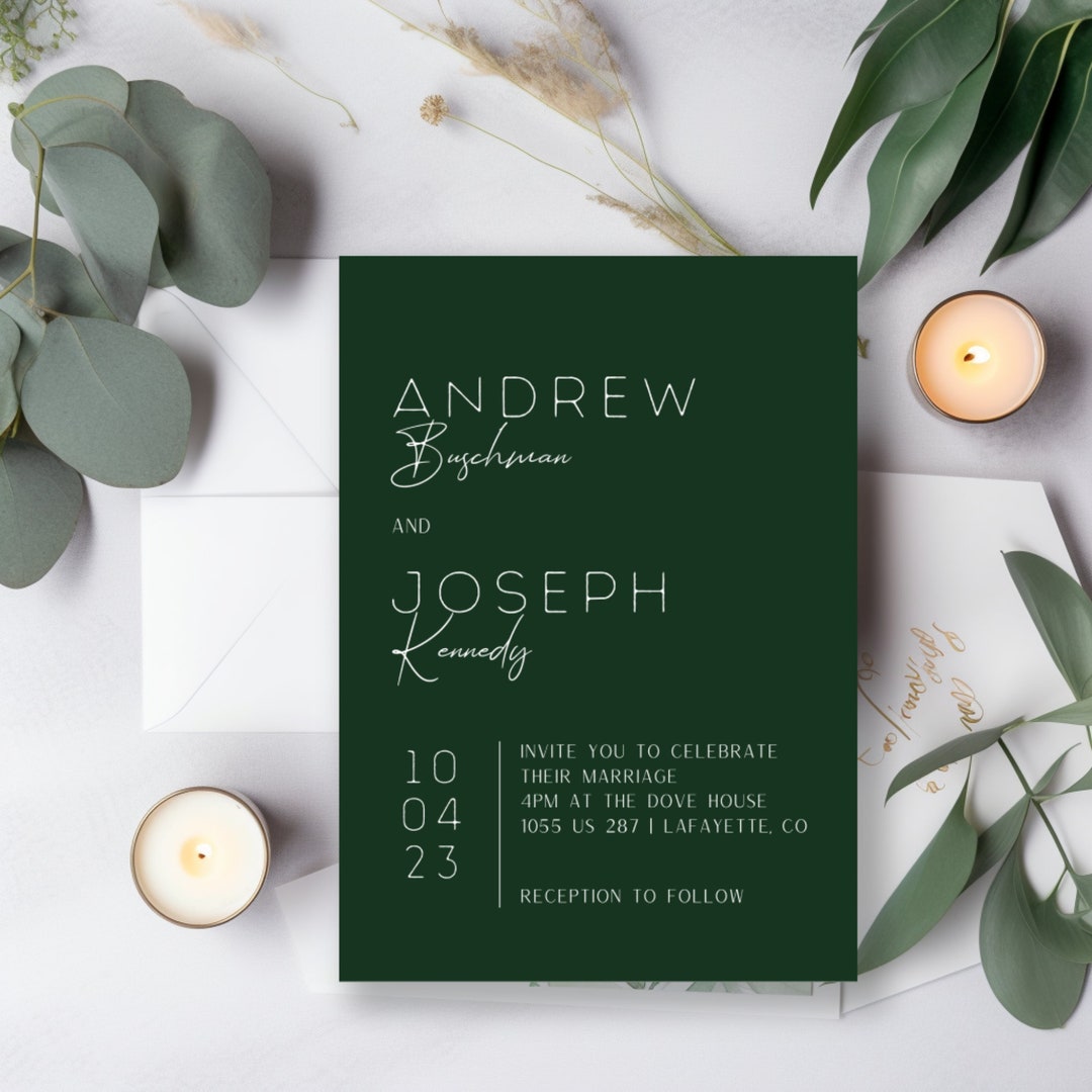 Simple Clean Wedding Invitation Template, Instant Download, Canva, 5x7 ...