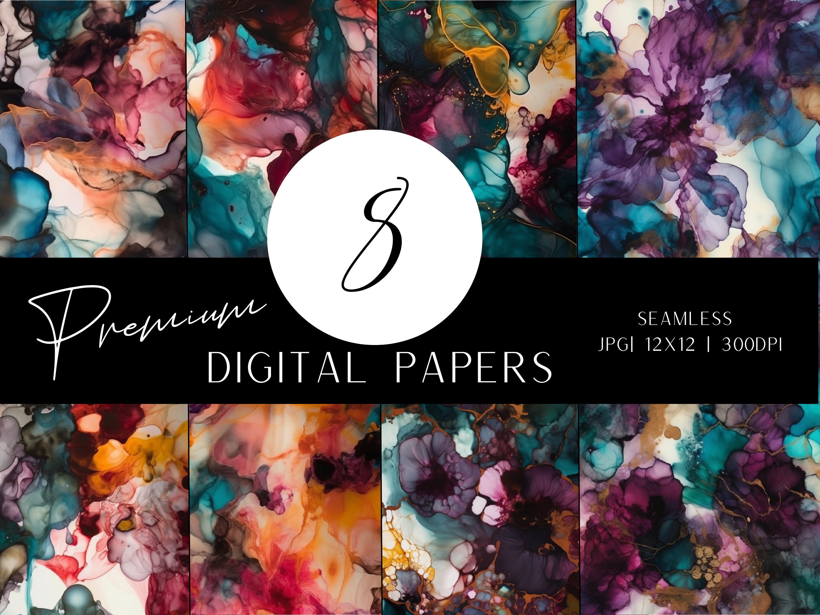 Jewel Tone Alcohol Ink | Seamless Pattern | Printable Digital Paper ...