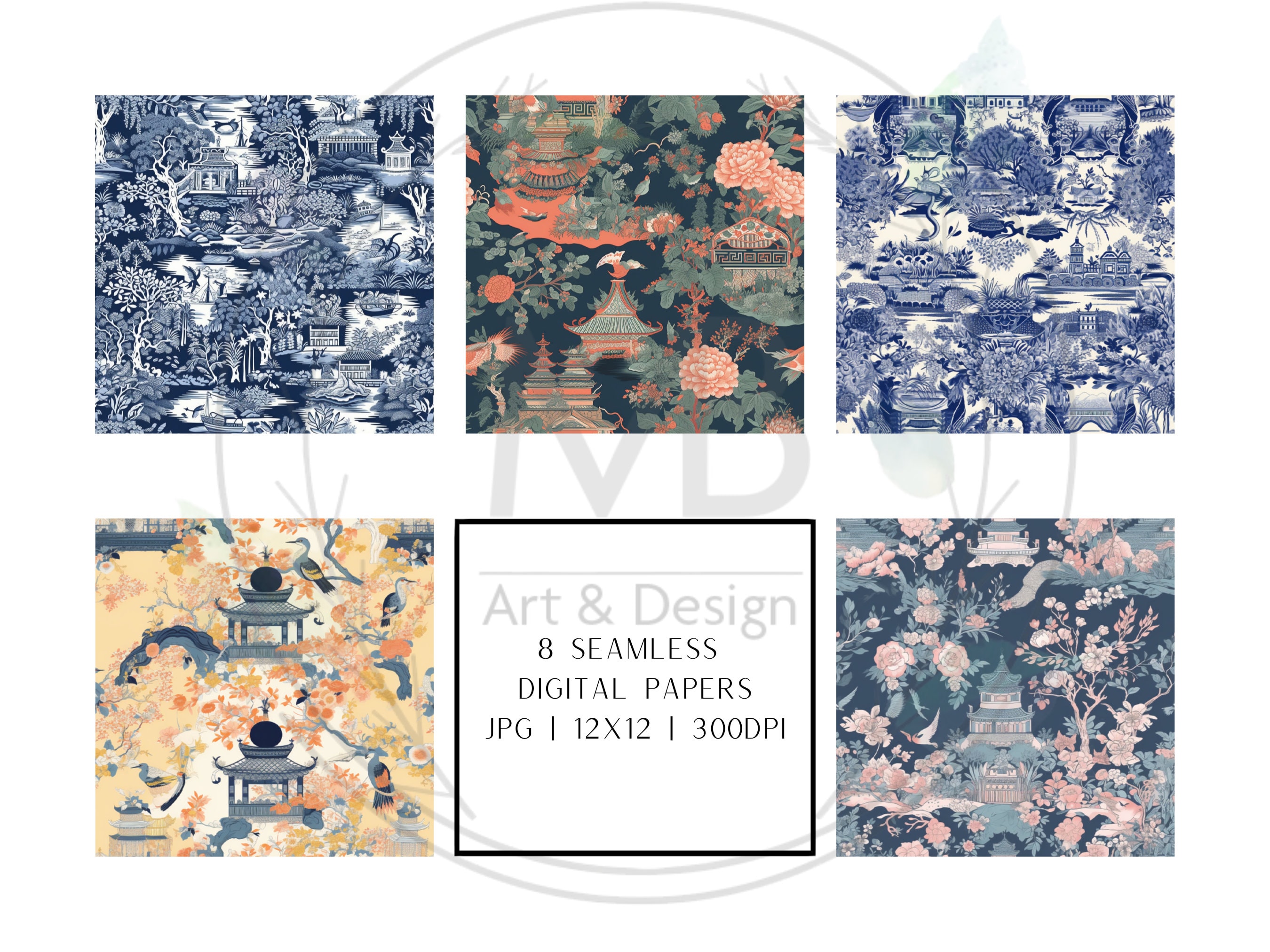 Chinoiserie | Seamless Pattern | Printable Digital Paper | Instant ...