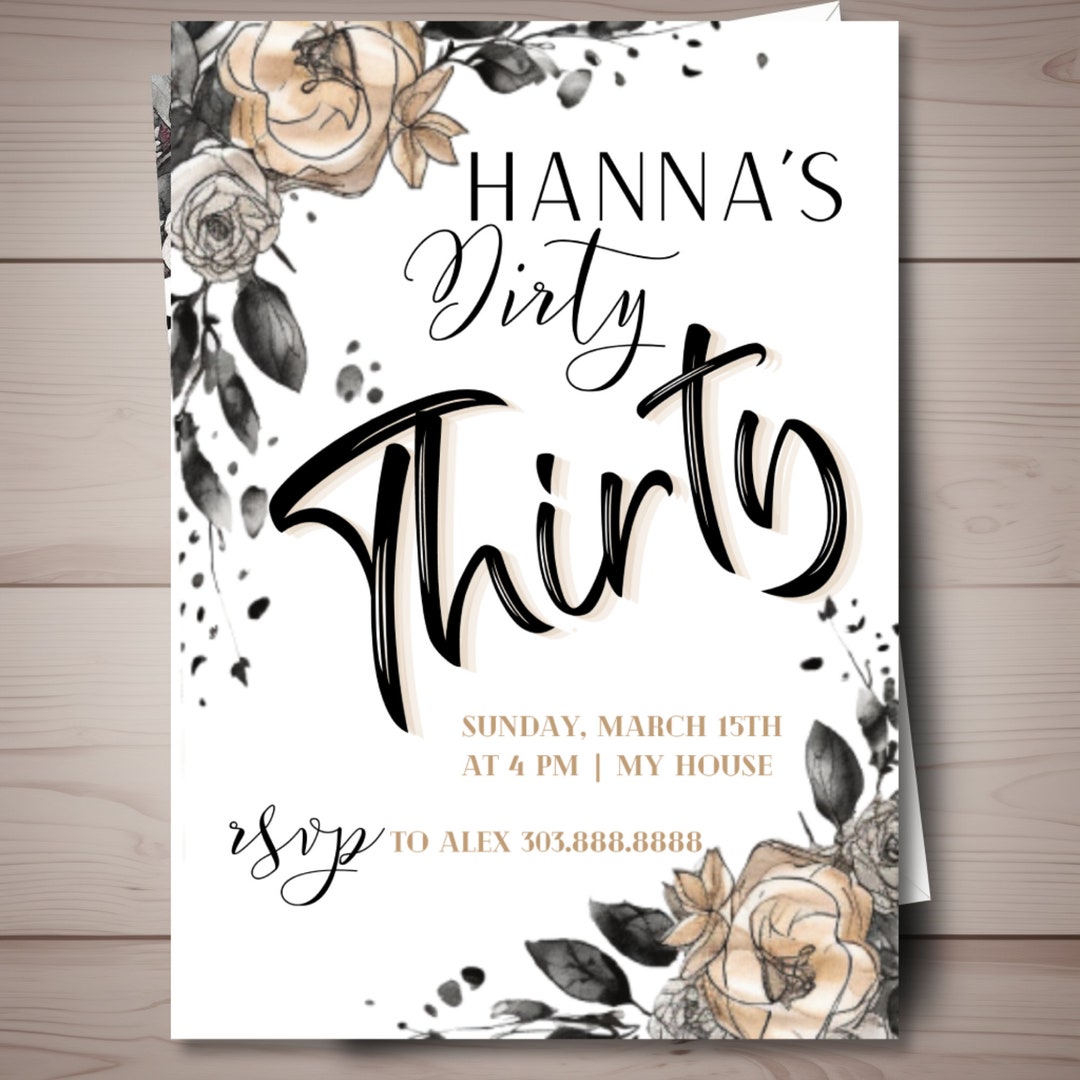 Dirty Thirty Birthday Invitation Template, Instant Download, Canva, 5x7 ...