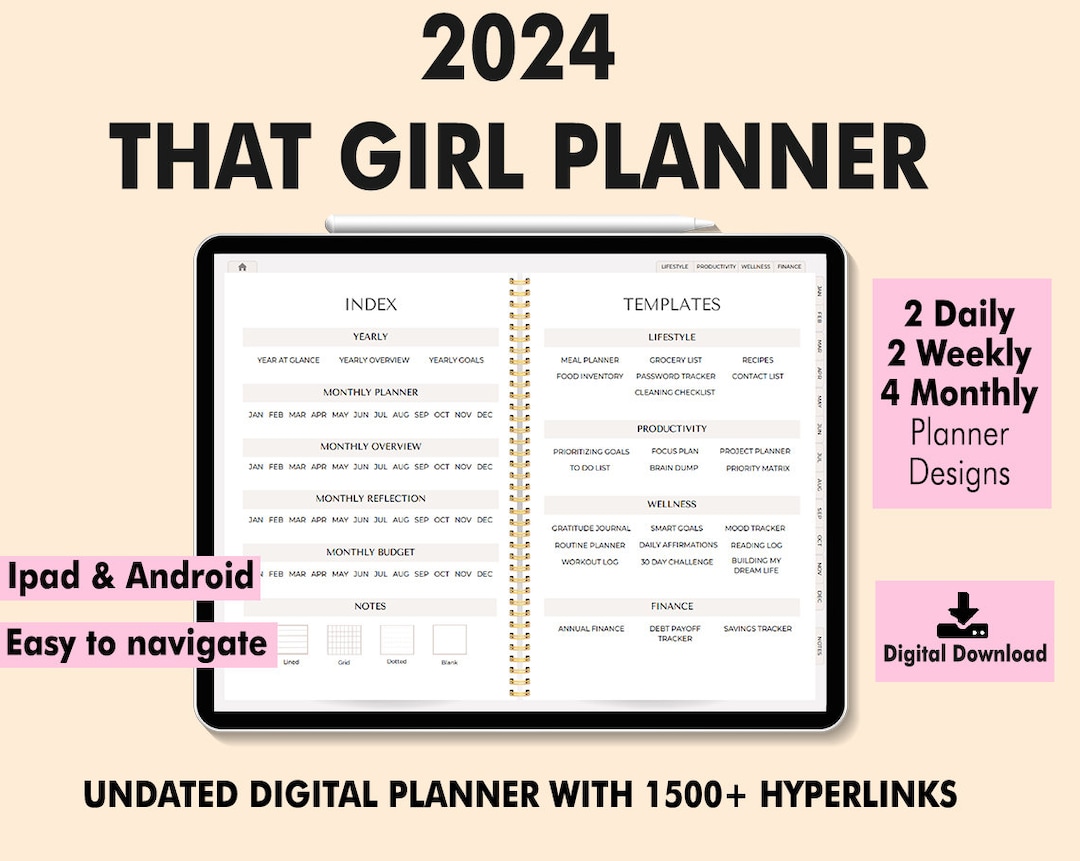 THAT GIRL Undated Planner 2024 Digital Planner 2024 Daily, Weekly ...