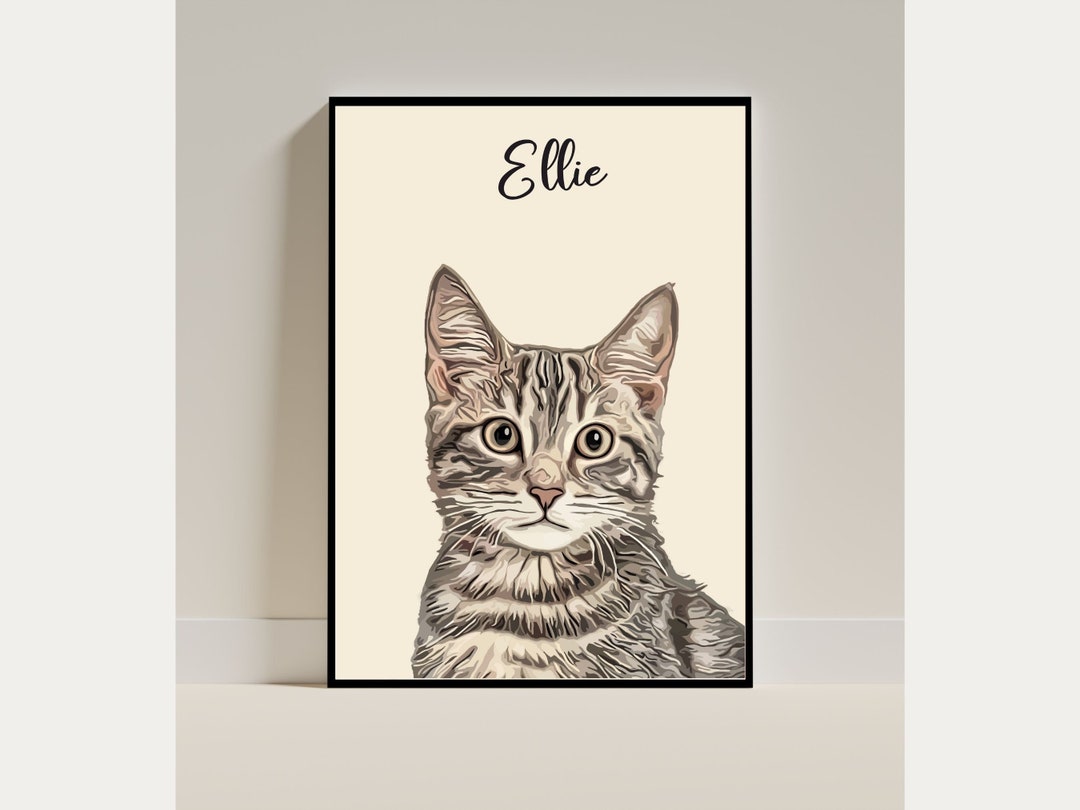 Cat Portraits Custom Pet Drawing, Custom Pet Portrait , Digital File ...