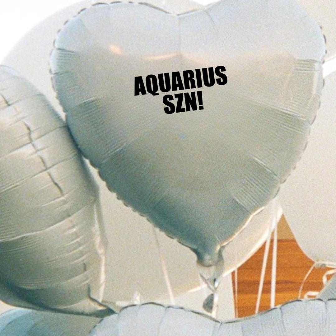 Aquarius SZN Black Vinyl Balloon Decal, Zodiac Sign, Vinyl Decal ...