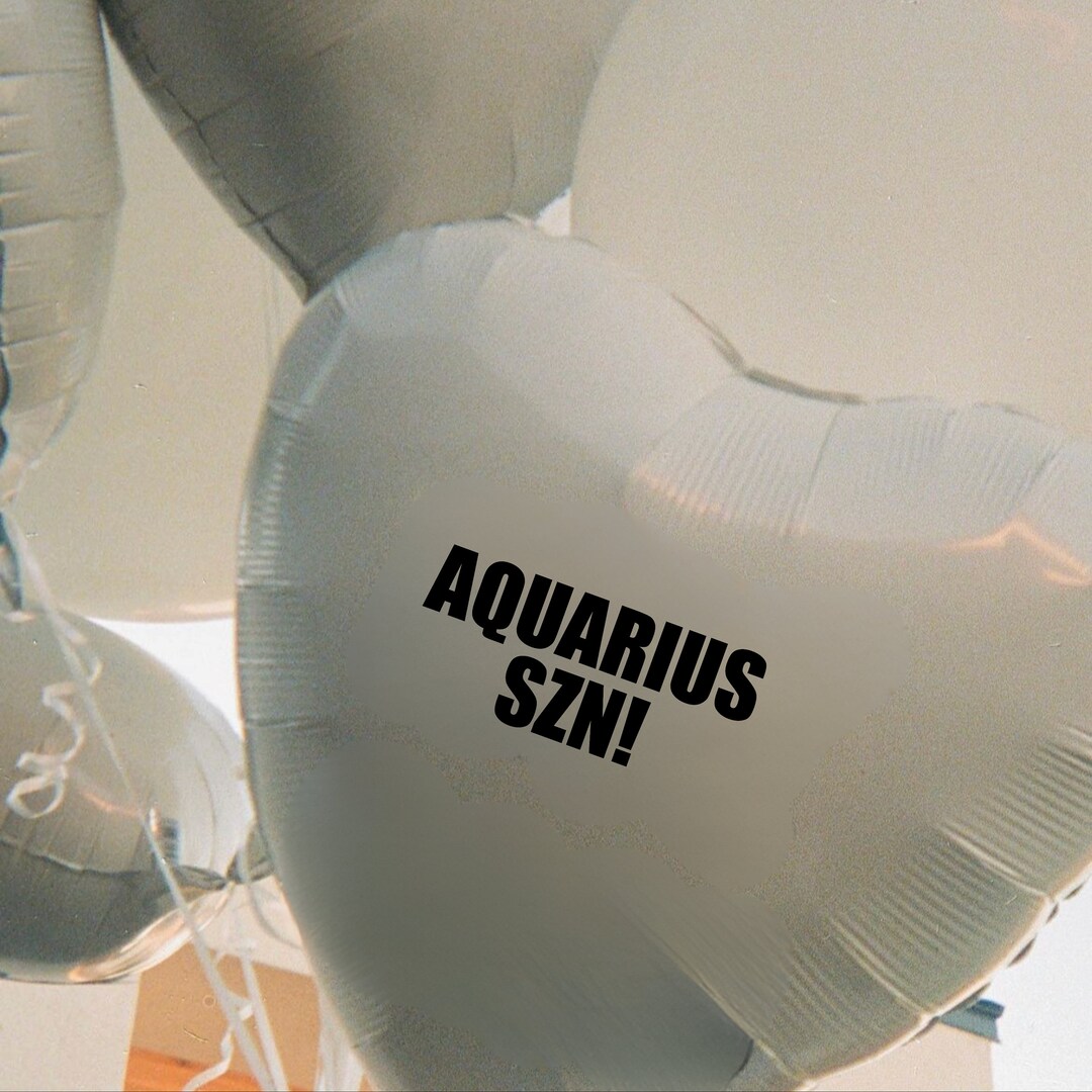 Aquarius SZN Black Vinyl Balloon Decal, Zodiac Sign, Vinyl Decal ...