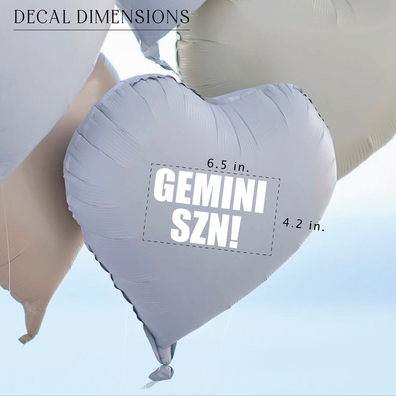 Gemini SZN White Vinyl Balloon Decal, Zodiac Sign, Vinyl Decal, Balloon ...