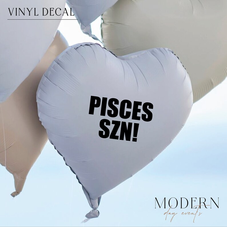Pisces SZN Black Vinyl Balloon Decal, Zodiac Sign, Vinyl Decal, Balloon ...