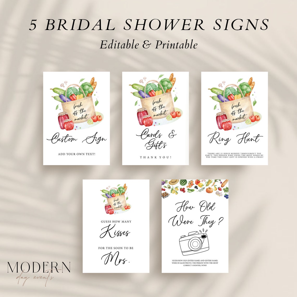 Fresh off the Market Bridal Shower Games Bundle, Citrus Bridal Shower ...