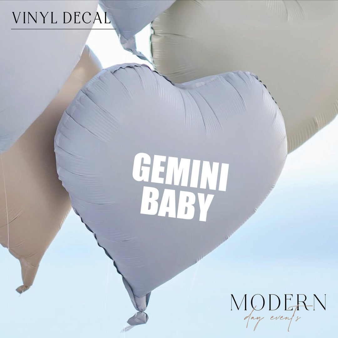 Gemini Baby White Vinyl Balloon Decal, Baby Announcement, Vinyl Decal ...