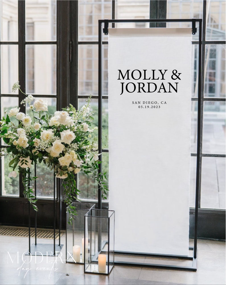 Linen Wedding Sign, Fabric Wedding Sign, White, Custom, Wedding Welcome ...