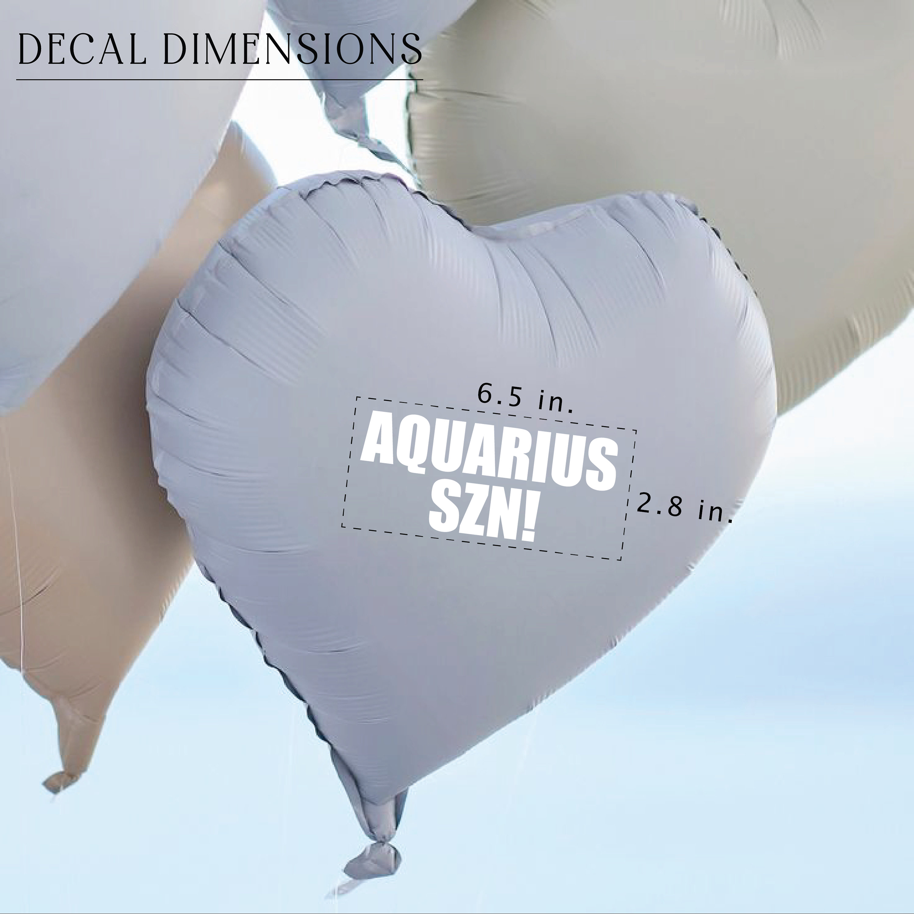Aquarius SZN White Vinyl Balloon Decal, Zodiac Sign, Vinyl Decal ...